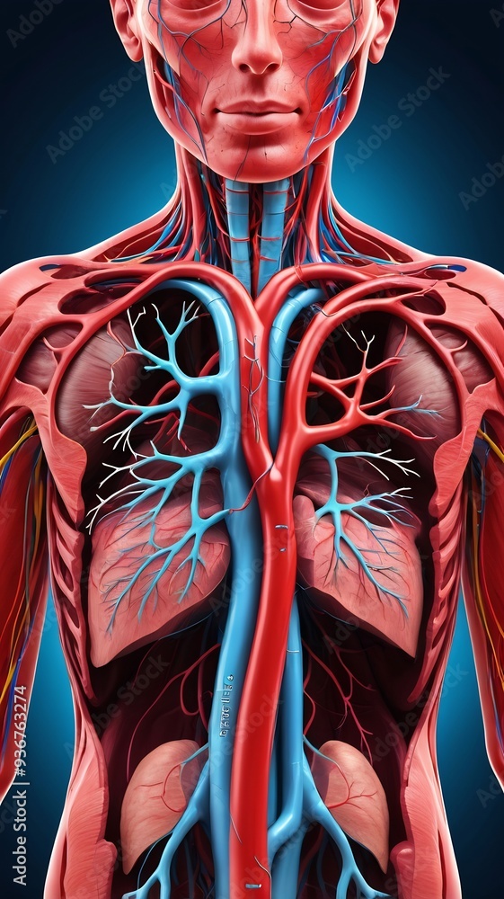 Detailed Illustration of the Human Circulatory System Showcasing the ...