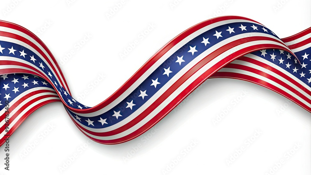 Vibrant American flag-inspired ribbon border with waving stars and ...