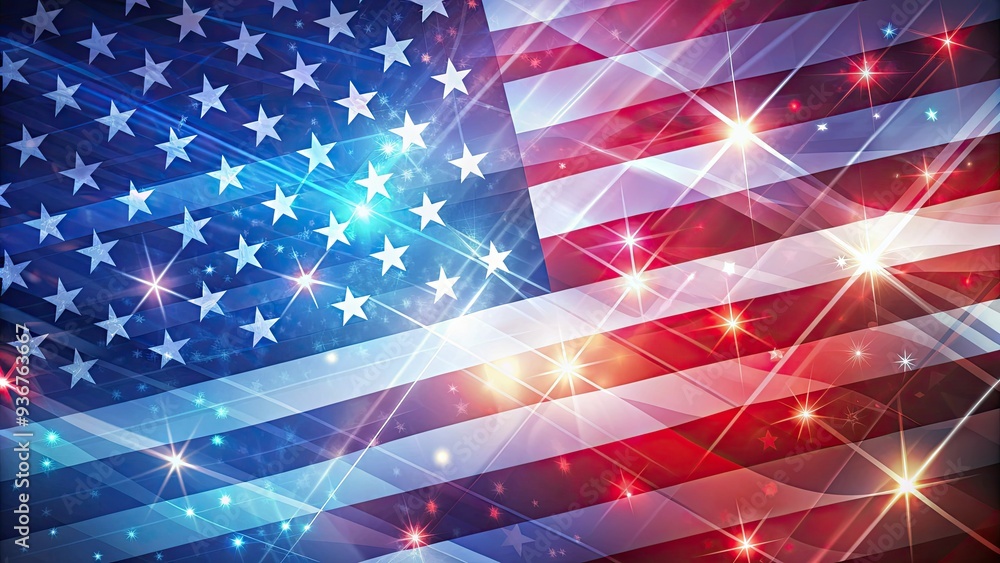 Vibrant American flag overlay with subtle texture, transparent stars ...