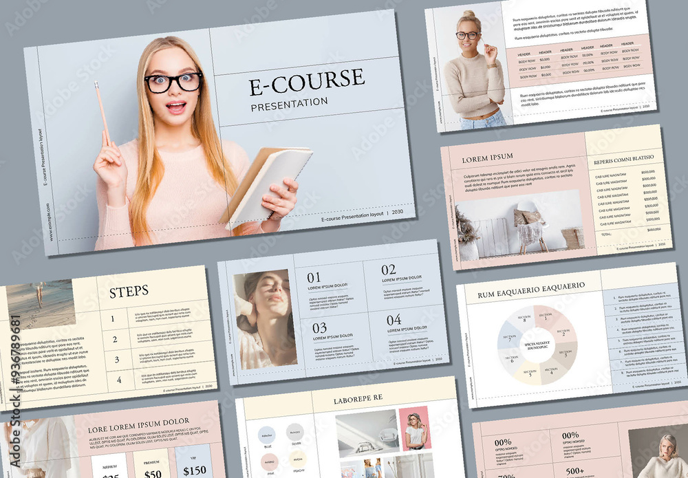 Elegant E-course Presentation layout with warm colors Stock Template ...