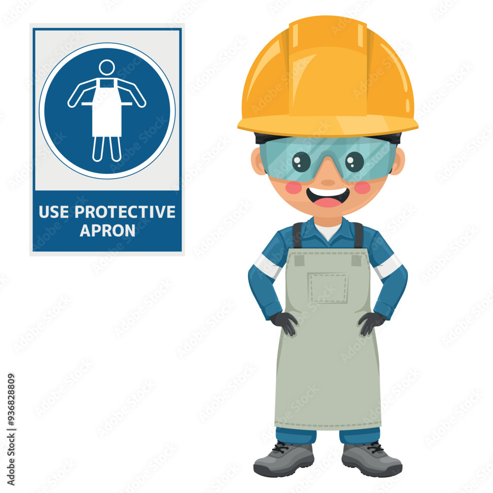 Industrial safety engineer wearing an apron to protect his body. Use ...
