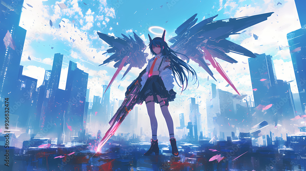 High Tech Anime Mech Robot Illustration Sci Fi Manga Wallpaper Stock ...