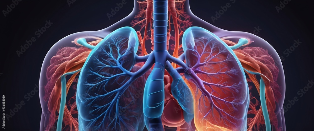 Stylized Dynamic Illustration of the Lymphatic System Featuring Vibrant ...