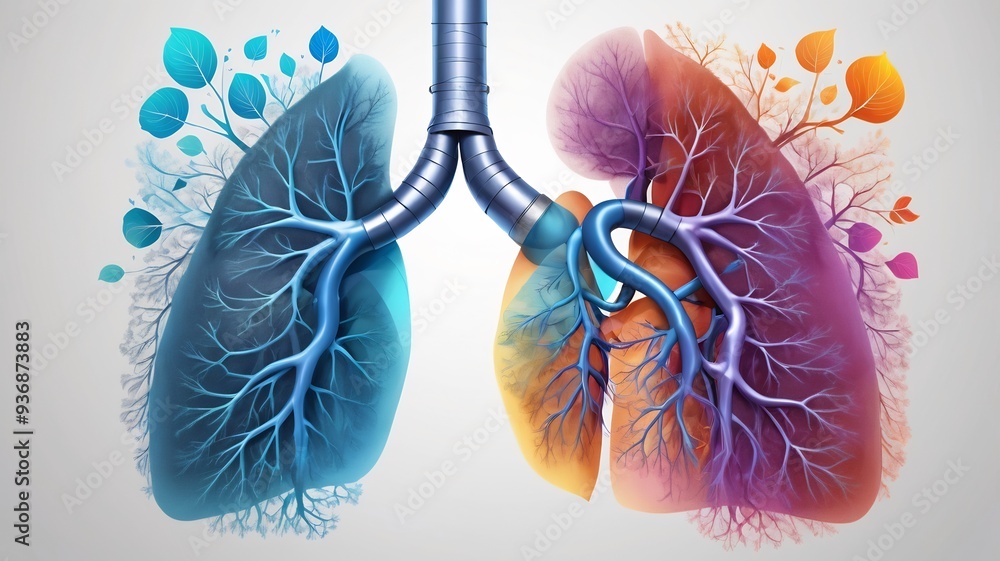 Stylized Dynamic Illustration of the Lymphatic System Featuring Vibrant ...