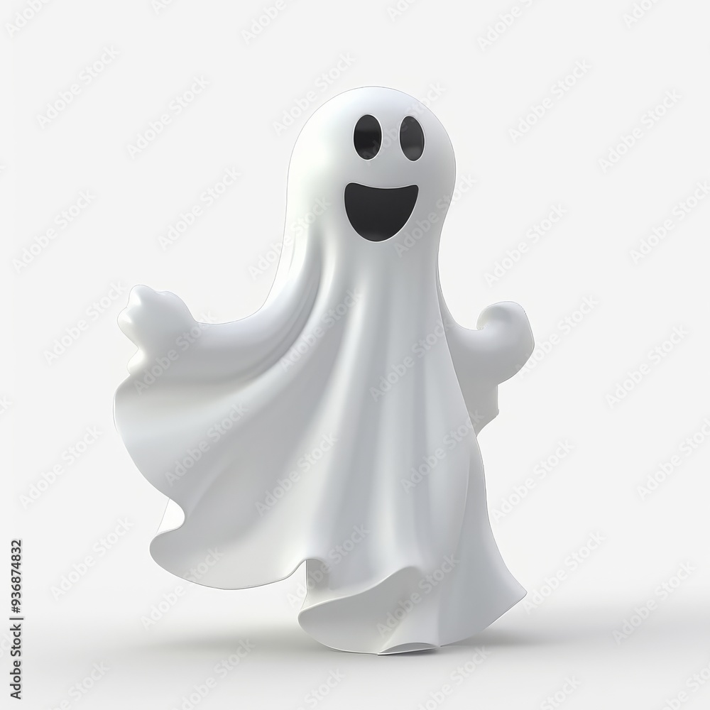 Happy Cartoon Ghost Illustration with Smiling Face - Perfect for ...