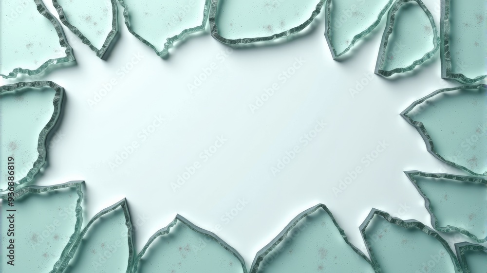 Broken Glass Frame Background with Isolated Center - Jagged Fragments ...