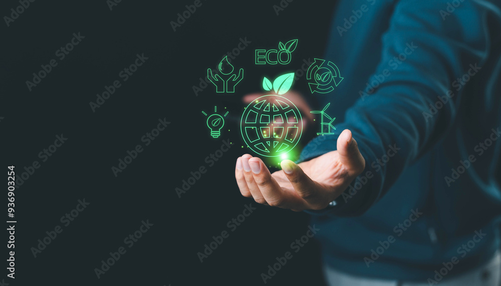 business hands holding the green world for the Sustainable Development ...