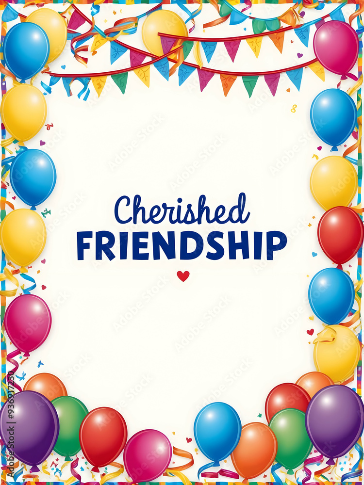 Festive Friendship Day Balloons and Streamers Border Design with ...