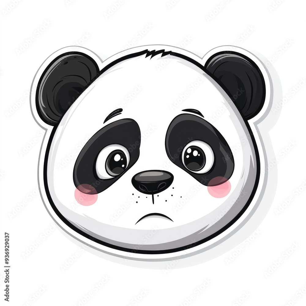 Cute sad panda face sticker illustration on a white background, perfect ...
