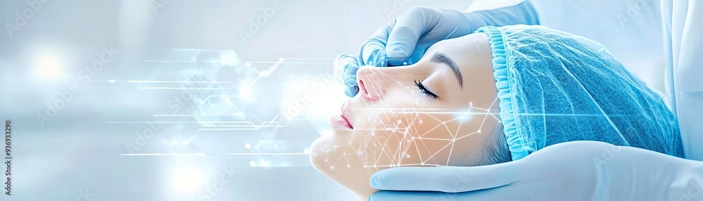 Patient undergoing a detailed skin examination by a dermatologist, with ...