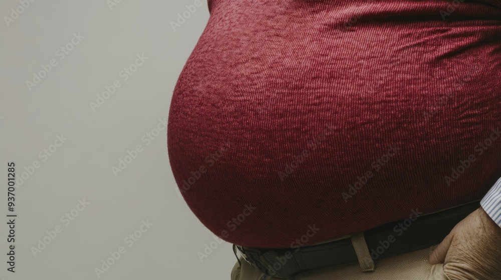 A highly detailed color photograph of an individual affected by obesity ...