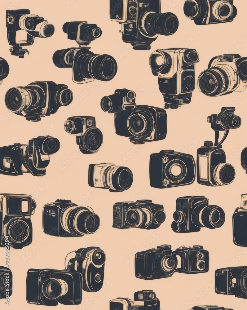 Textures and tile backgrounds of A collection of vintage cameras are ...