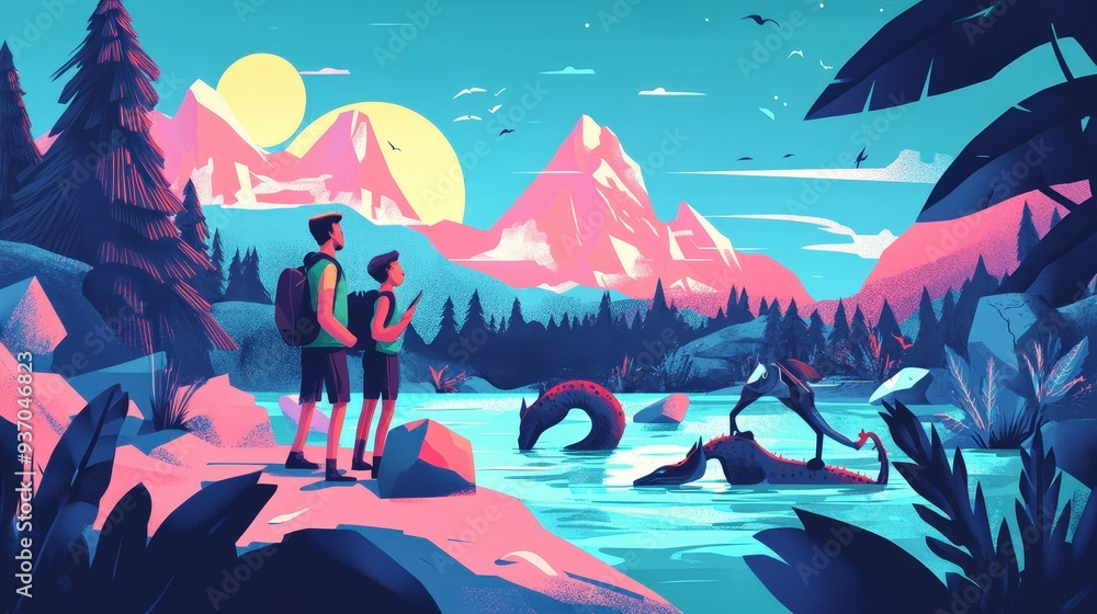 Illustrated Tales: Intricate narrative flat design depicting detailed ...