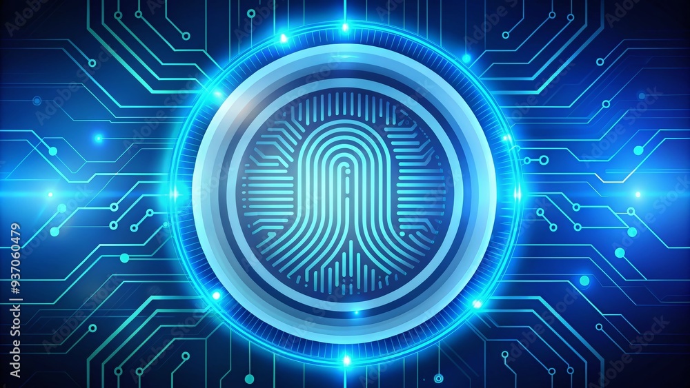 online transaction icon integrated with digital fingerprint biometric ...