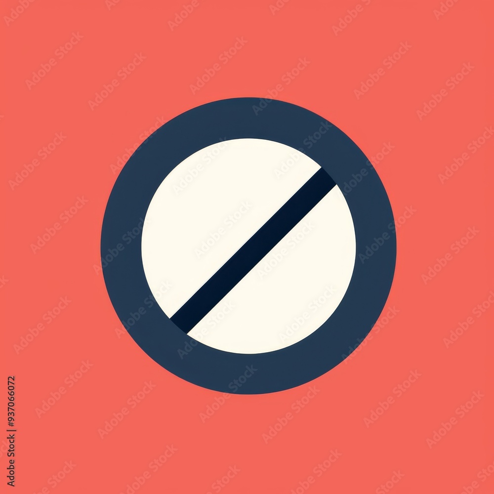 Minimalist Prohibition Sign Illustration with Bold Red Background for ...
