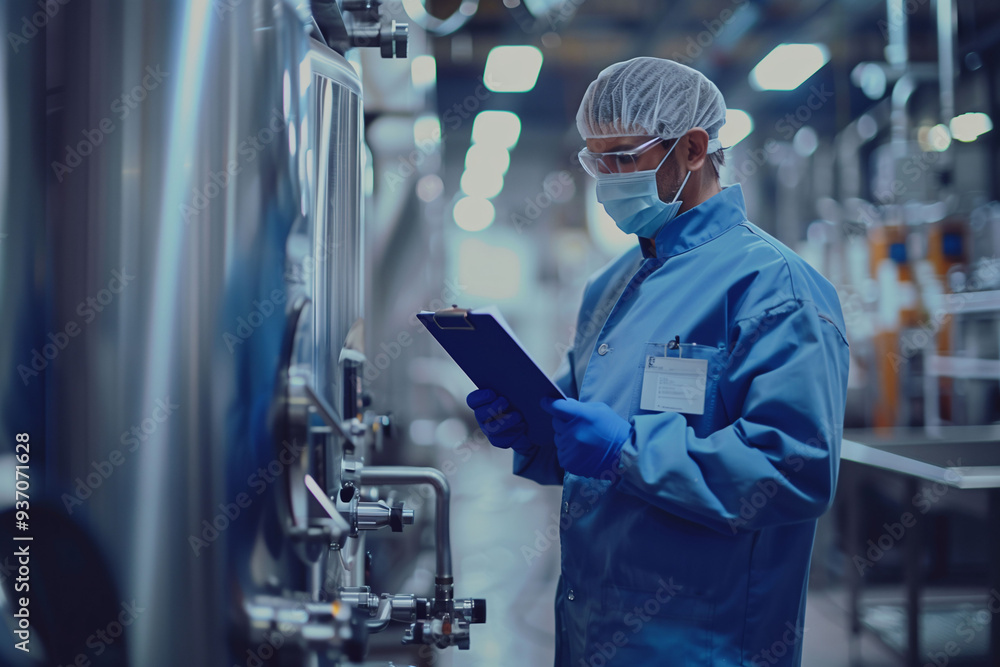 A healthcare specialist checking safety and hygiene measures in a ...