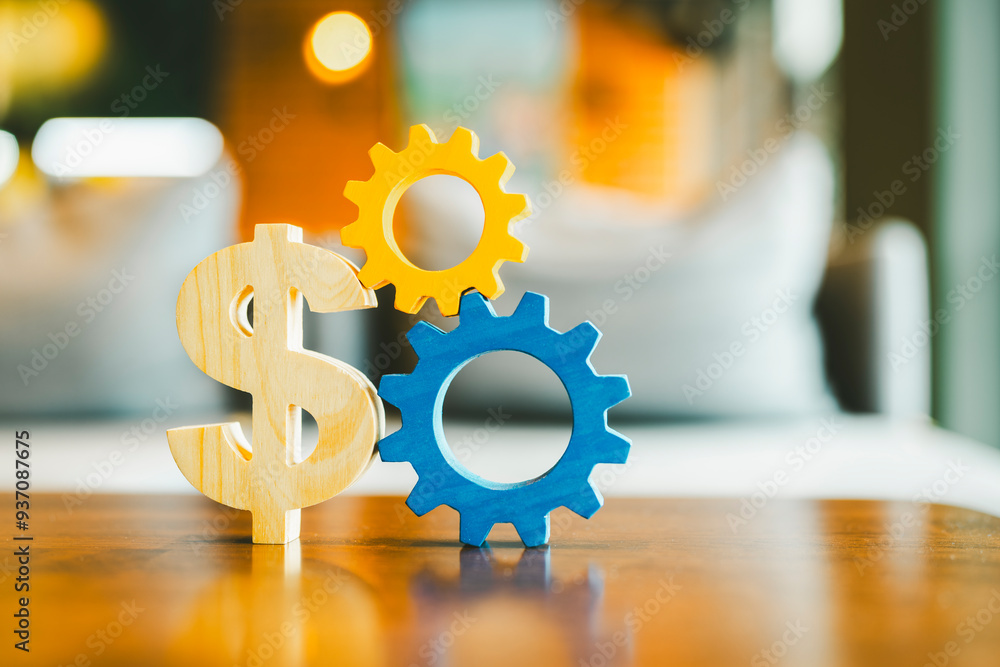 Dollar model and gear model with evening sky. Concepts for methods ...