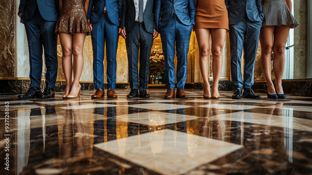 professional business people’s legs, showcasing a mix of women and men ...