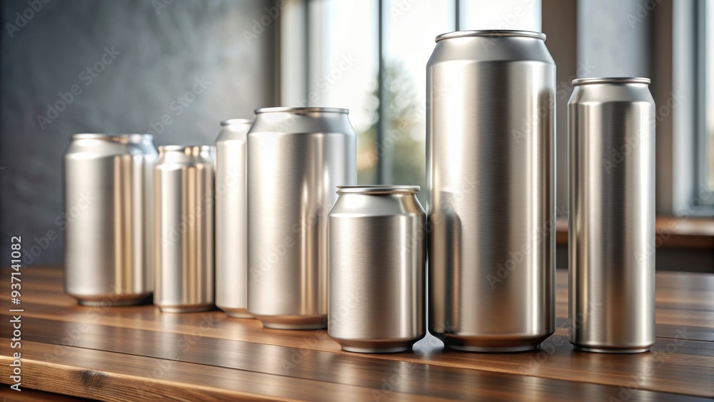 Aluminum cans on table with modern mockup design, aluminum, cans ...