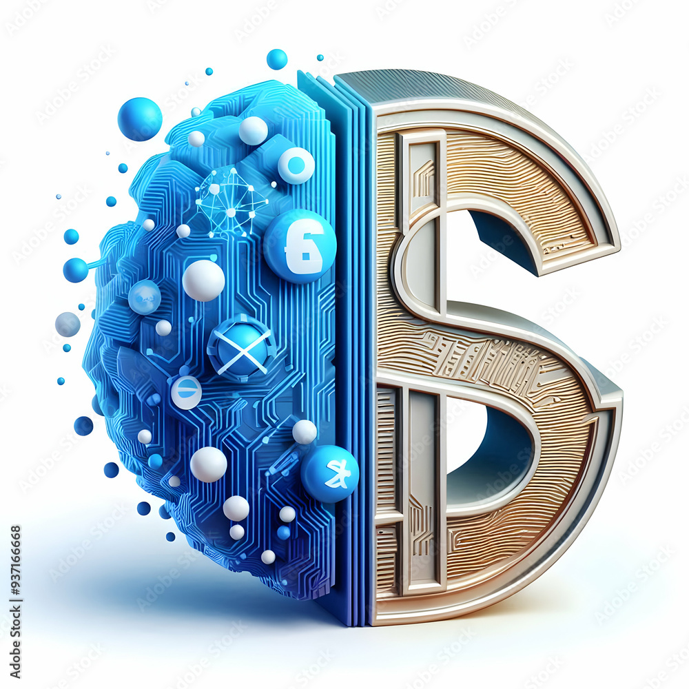 3D Icon as AI predictive analytics and currency exchange concept as An ...