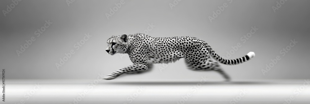 Cheetah in Motion: A Graceful Sprint in Black and White - A cheetah ...