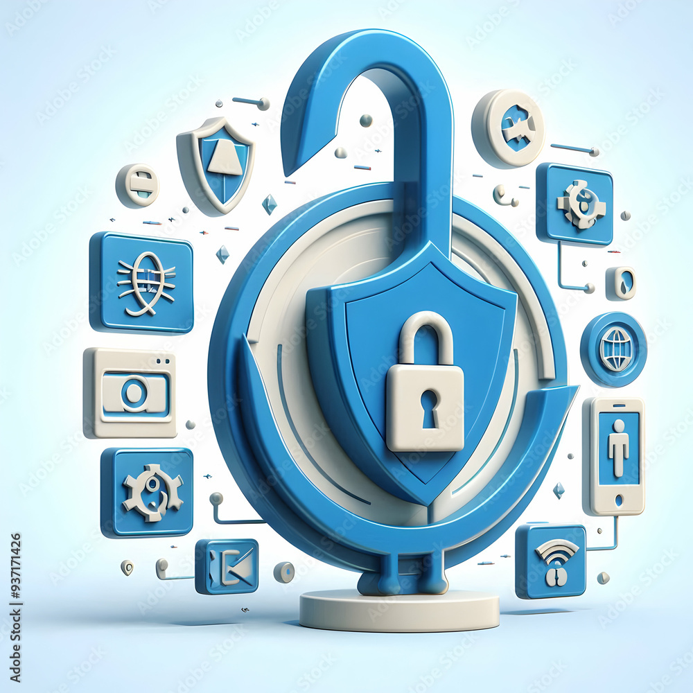3D Icon as Phishing hook and security badge concept as A phishing hook ...
