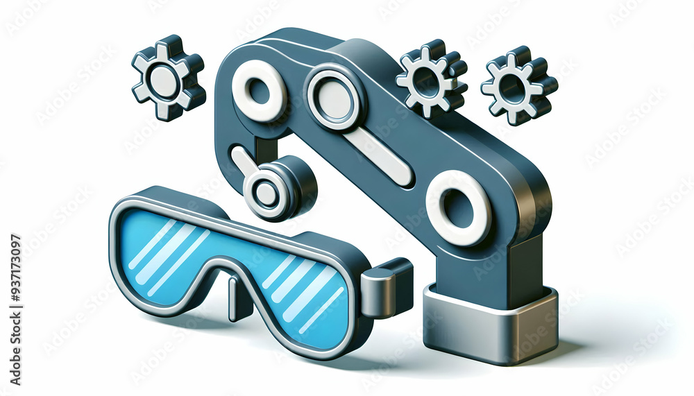 3D Icon as Safety goggles and robotic arm concept as Safety goggles ...
