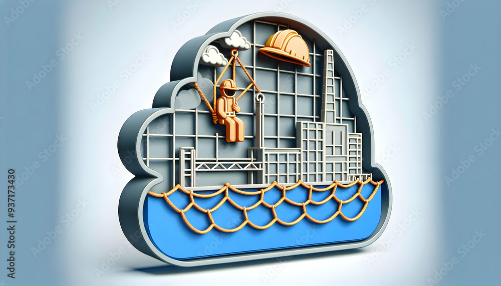 3D Icon as Safety net and factory ceiling concept as A safety net ...
