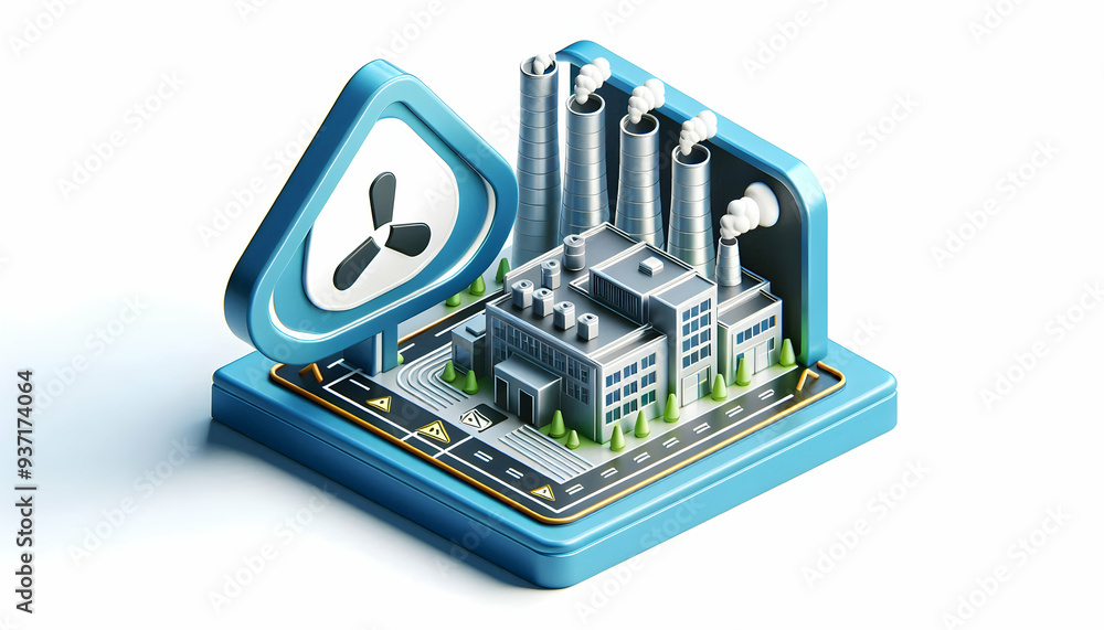 3D Icon as Safety training icon and factory floor concept as A safety ...