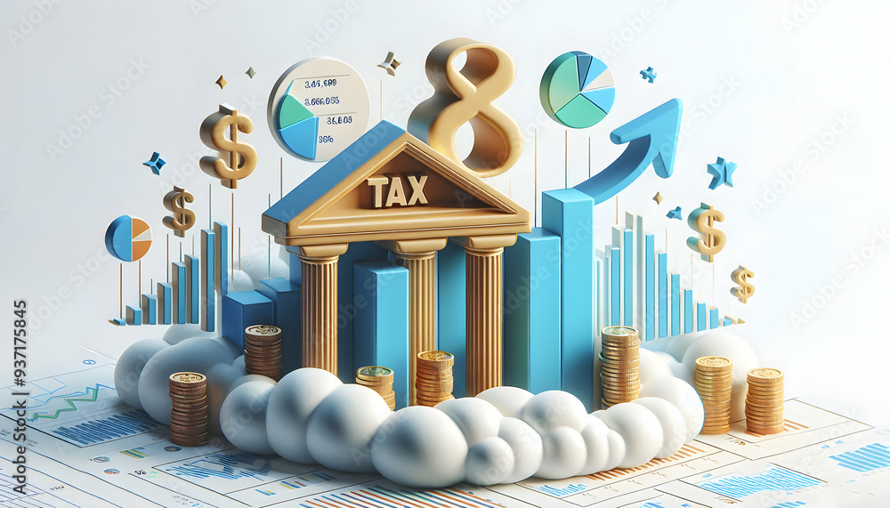 3D Icon as Tax brackets and financial forecast concept as Tax brackets ...