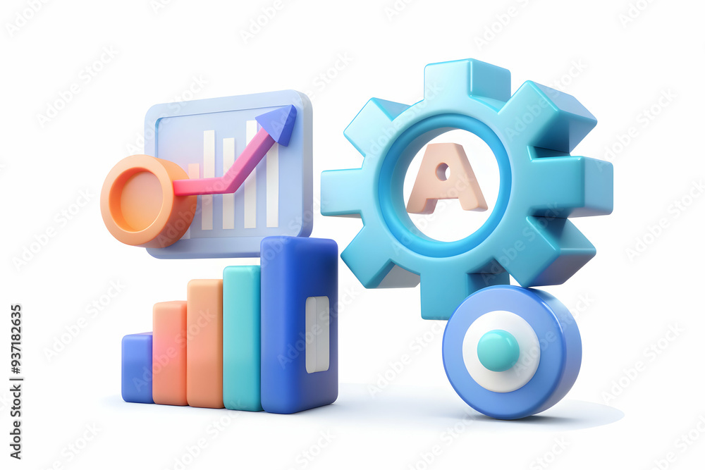 3D Icon as AI automation and digital marketing concept as An AI ...