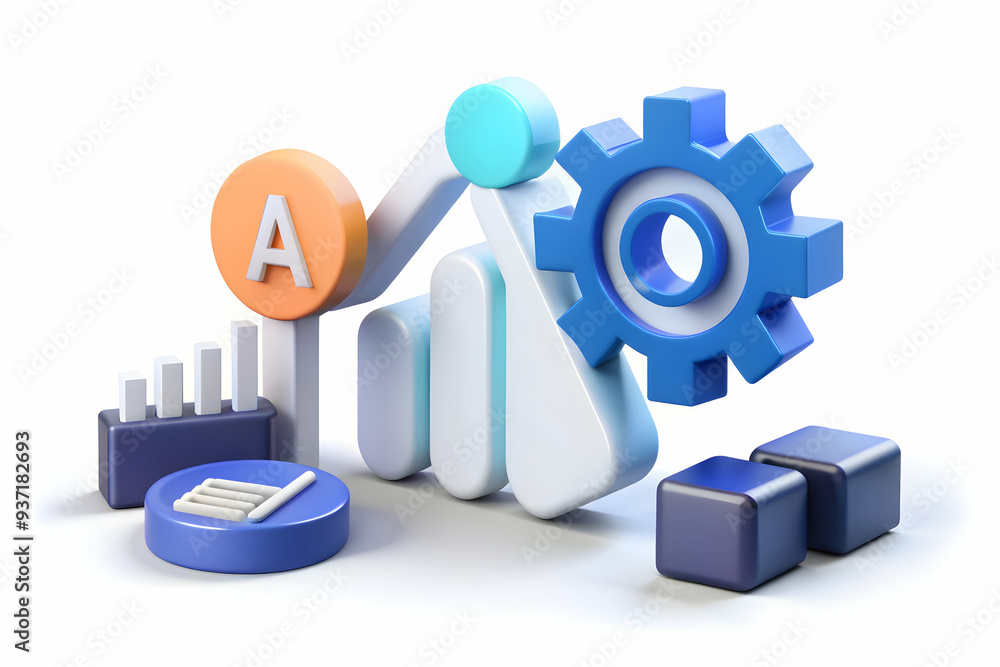 3D Icon as AI automation and digital marketing concept as An AI ...