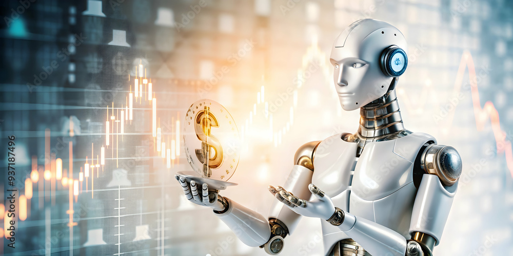 3D Icon as AI predictive analytics and currency exchange concept as An ...