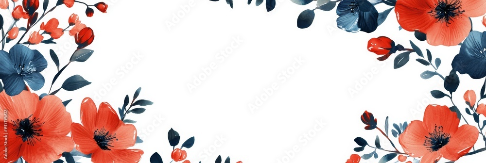 Watercolor Floral Border with White Background - A delicate watercolor ...