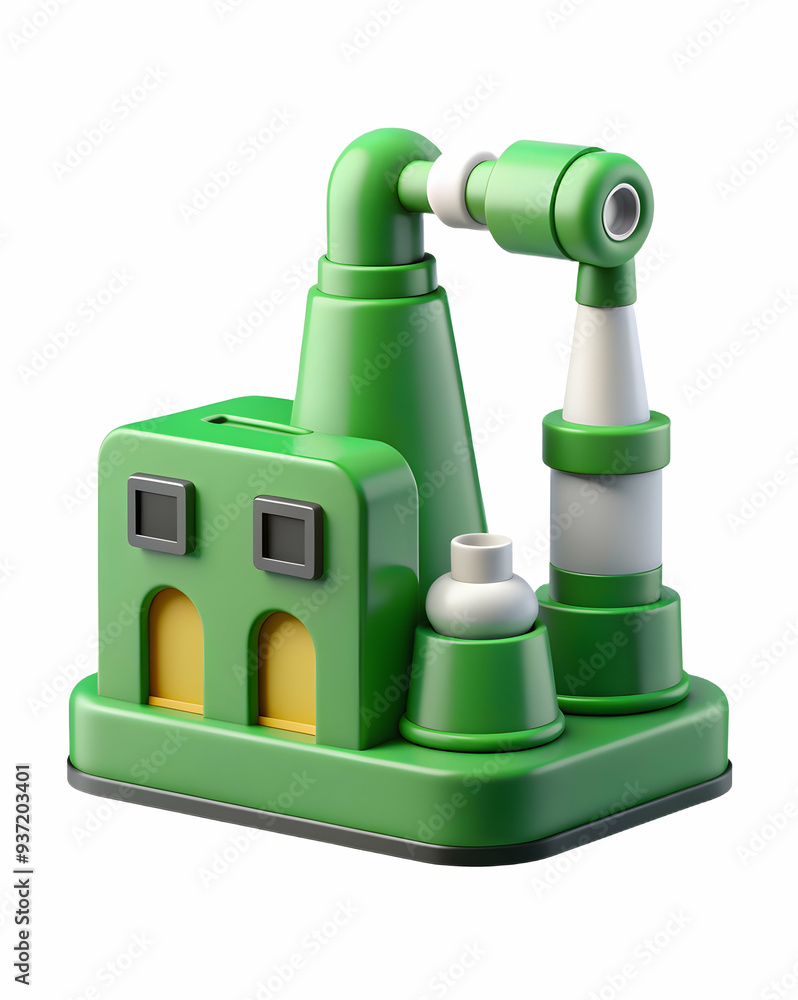 3D Icon as Green factory and industrial robot concept as A green ...