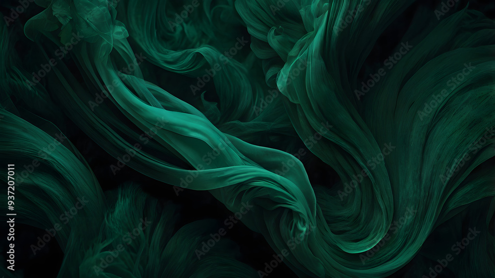 Emerald green wallpaper transitions from dark to light, with detailed ...