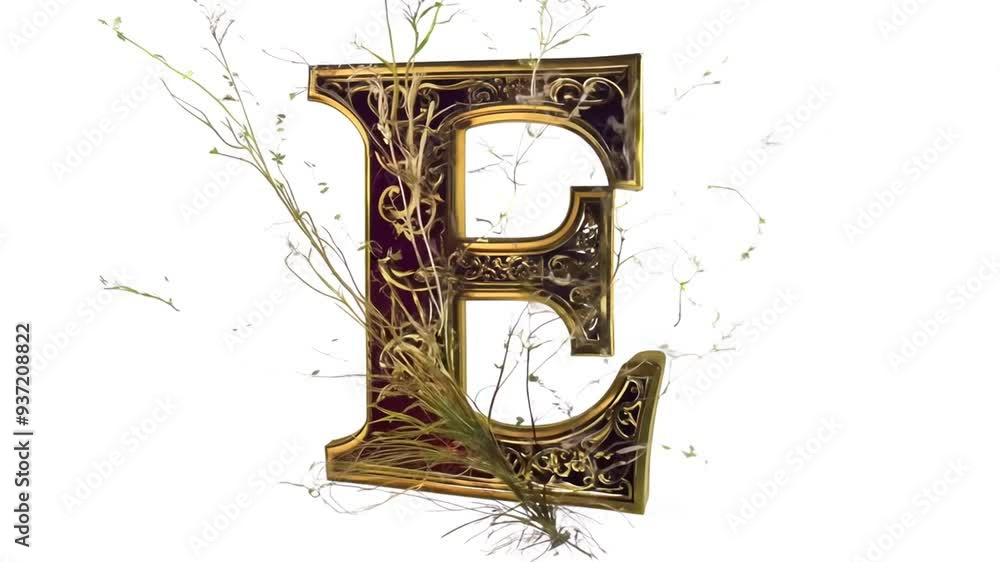 Decorative Letter E With Intricate Design and Natural Accents ...