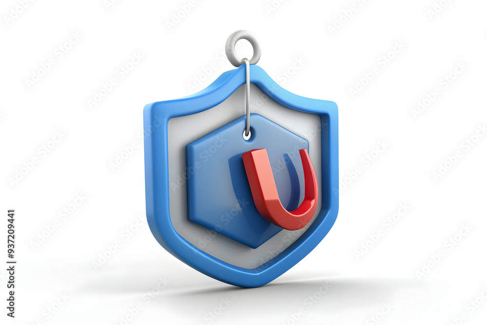 3D Icon as Phishing hook and security badge concept as A phishing hook ...