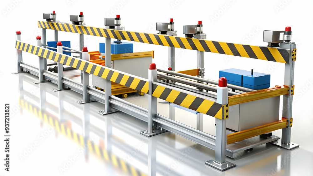 3D Icon as Safety barrier and assembly line concept as A safety barrier ...