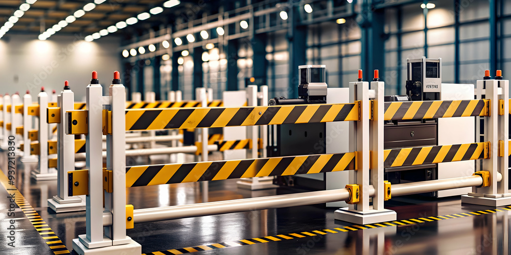 3D Icon as Safety barrier and assembly line concept as A safety barrier ...