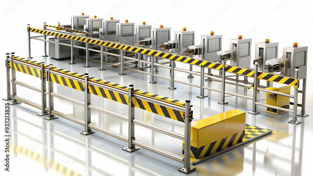 3D Icon as Safety barrier and assembly line concept as A safety barrier ...