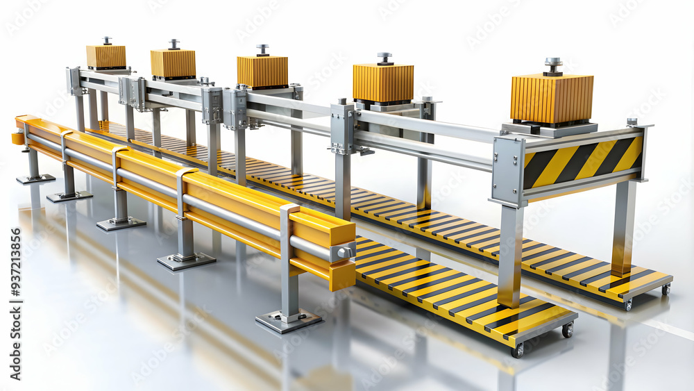 3D Icon as Safety barrier and assembly line concept as A safety barrier ...