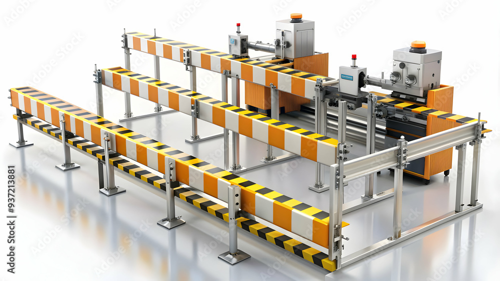 3D Icon as Safety barrier and assembly line concept as A safety barrier ...