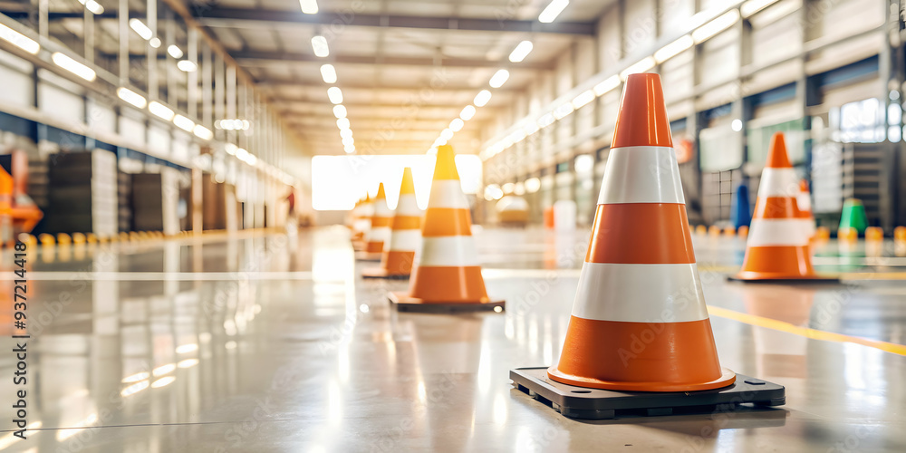 3D Icon as Safety cones and factory floor concept as Safety cones ...