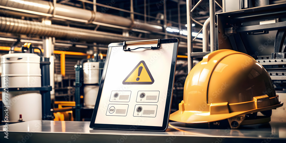 3D Icon as Safety data sheet and manufacturing equipment concept as A ...