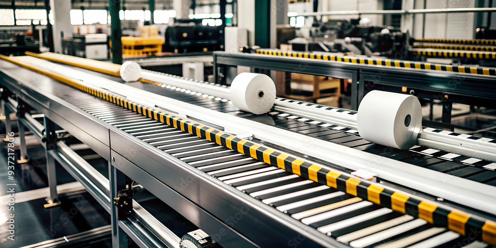 3D Icon as Safety tape and assembly line concept as Safety tape paired ...