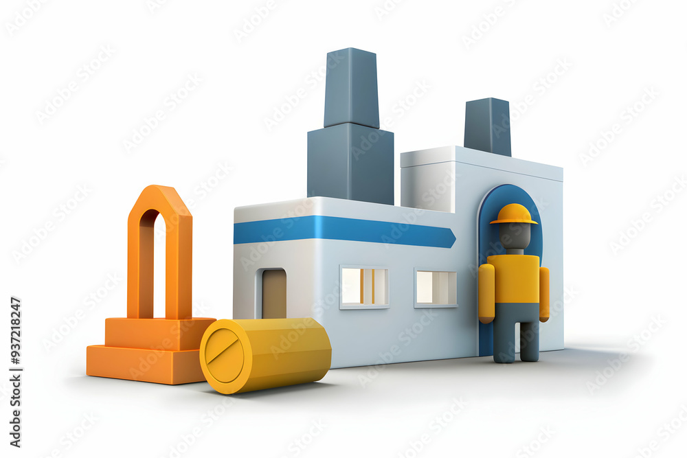 3D Icon as Safety training icon and factory floor concept as A safety ...