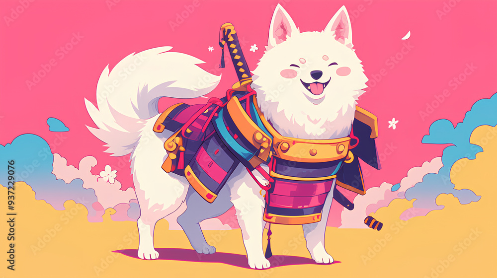 Cute dog wearing Japanese samurai armor, cool poses, cute kawaii ...