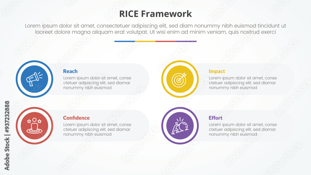 RICE scoring model framework infographic concept for slide presentation ...