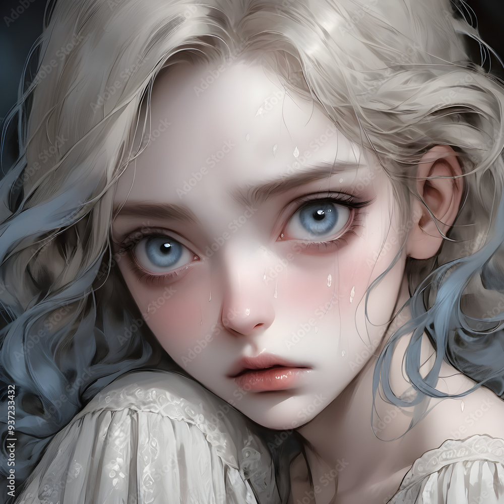 Delve into the ethereal quality of a young woman's portrait, with faint ...